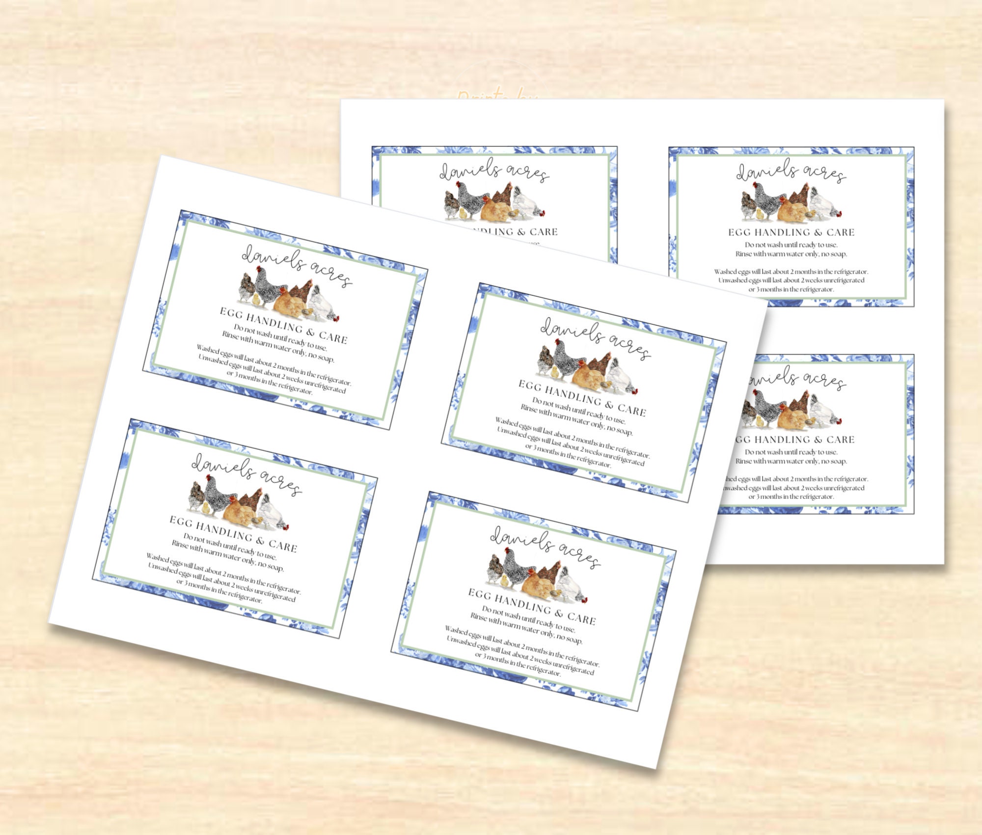 CUSTOM Egg Care Card // Custom Printable Egg Card // Egg Instruction ...