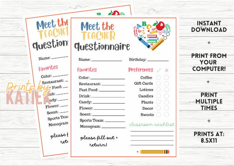 Teacher Favorites // Teacher Questionnaire // Teacher Survey // Teacher ...