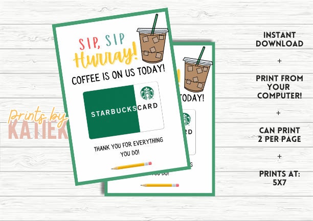 Printable Teacher Coffee Gift // Teacher Thank You Gift // Teacher ...