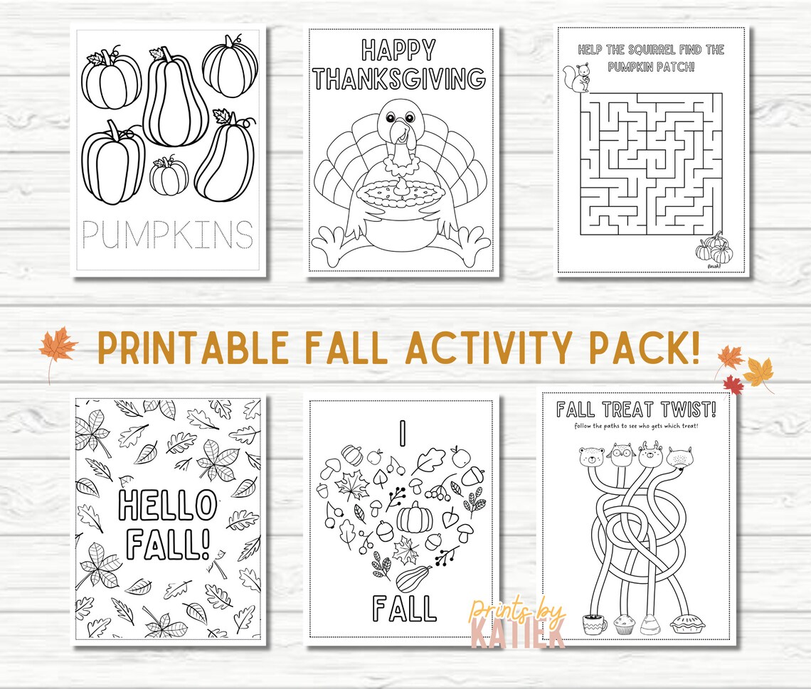 Fall Activity Printable | Fall Coloring Pages | Fall Activity Bundle ...