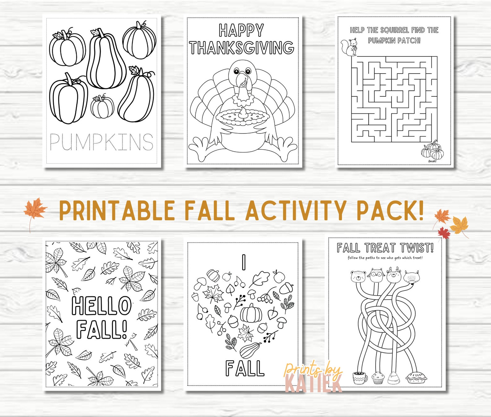 Fall Activity Printable | Fall Coloring Pages | Fall Activity Bundle ...