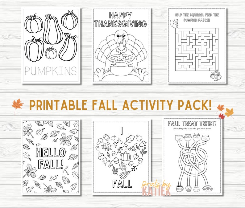 Fall Activity Printable | Fall Coloring Pages | Fall Activity Bundle ...