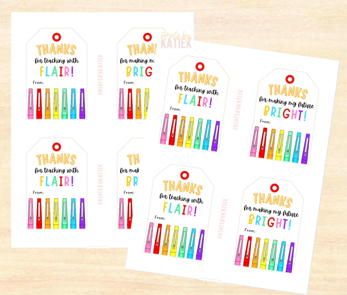 Flair Pen Teacher Gift // Flair Pen Teacher Gift Tag // End of Year ...
