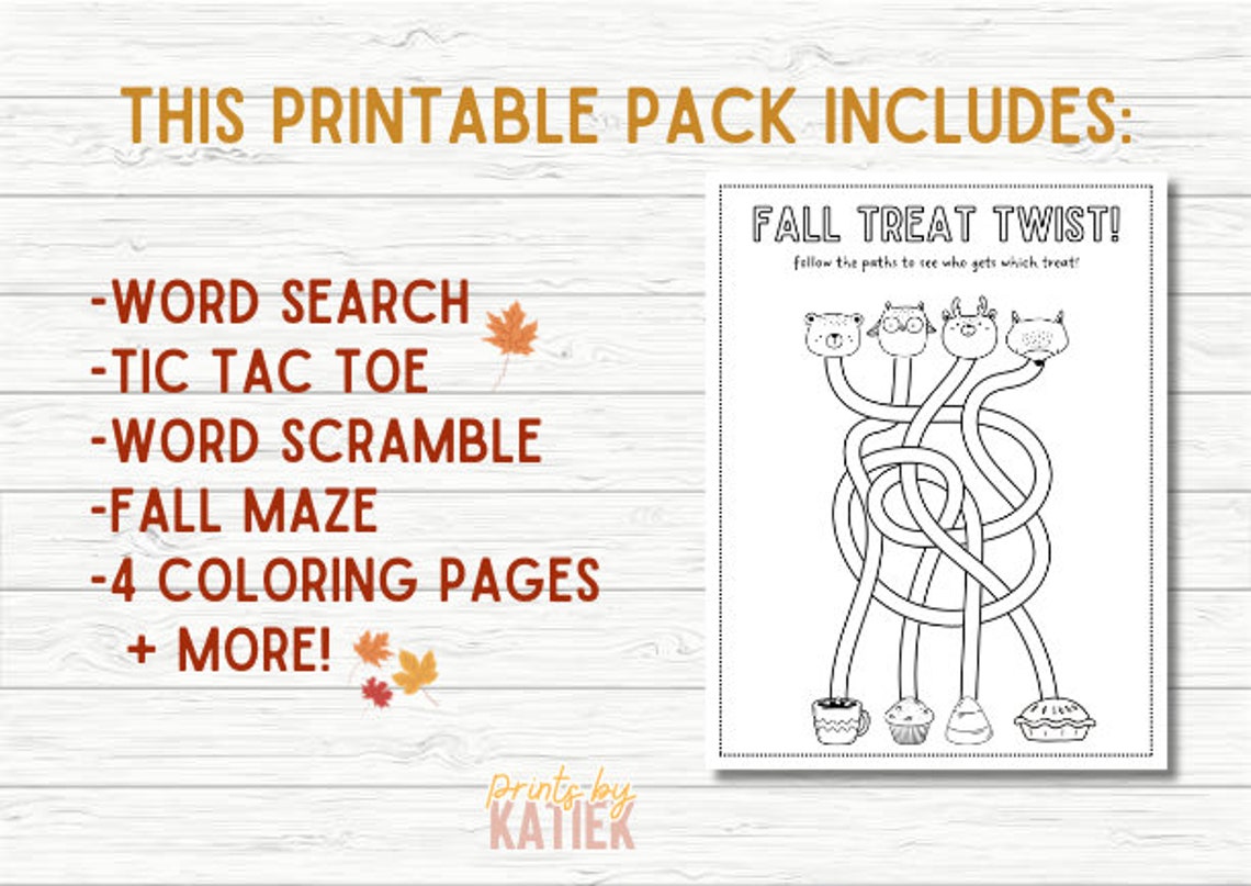 Fall Activity Printable | Fall Coloring Pages | Fall Activity Bundle ...