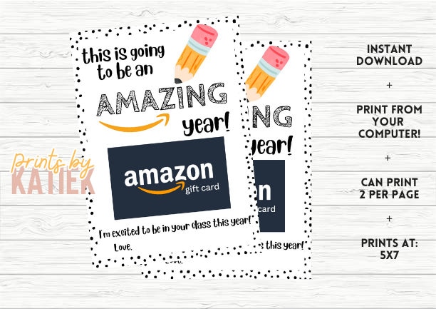 Printable Teacher Gift // Teacher Thank You Gift // Teacher Amazon Gift ...