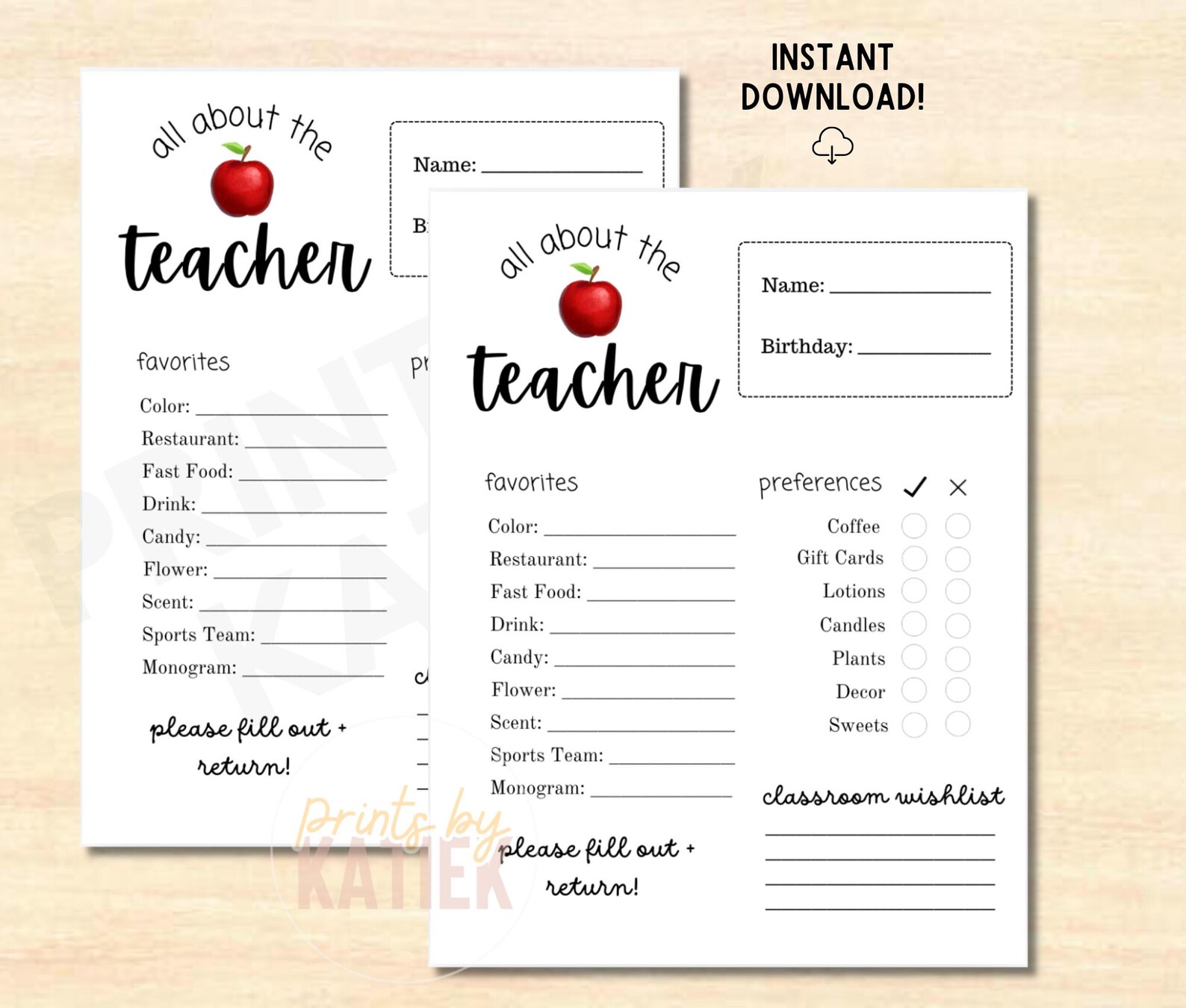 Teacher Favorites // Teacher Questionnaire // Teacher Survey // Teacher ...