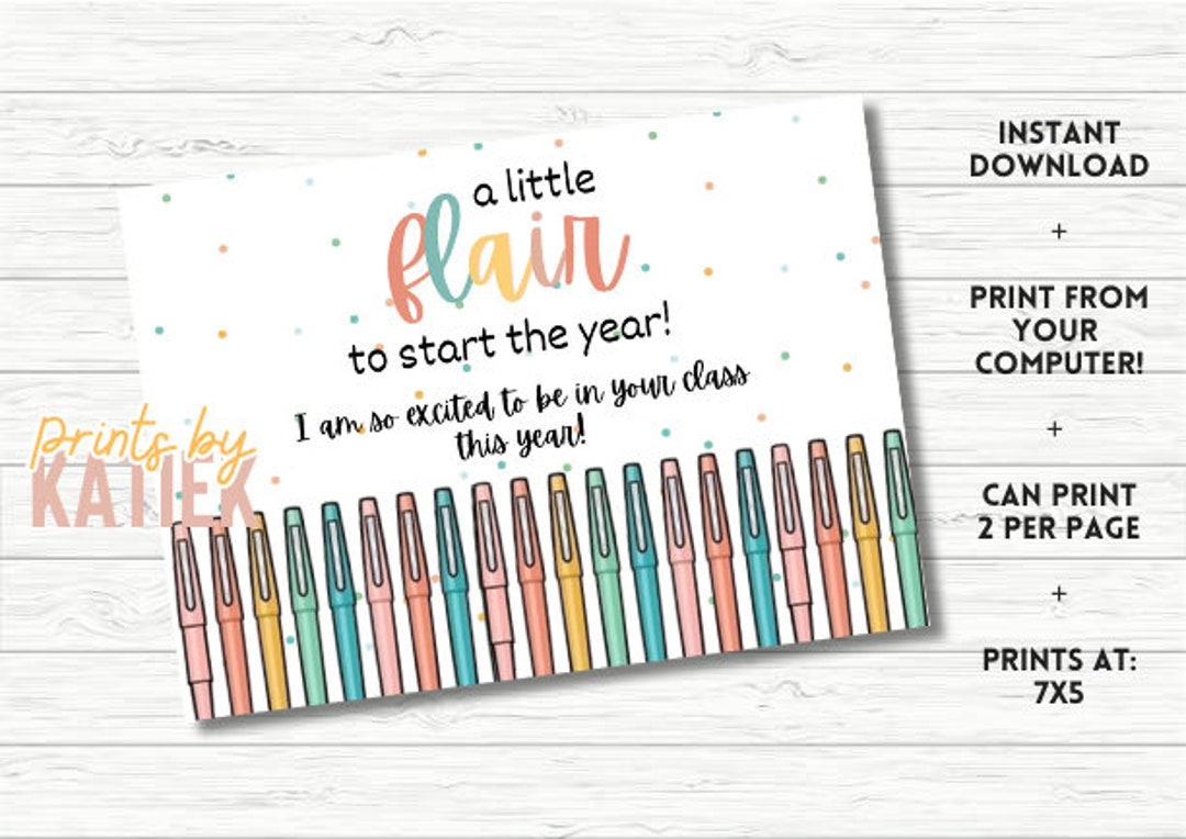 Flair Pen Teacher Gift Printable // Back to School Teacher - Etsy