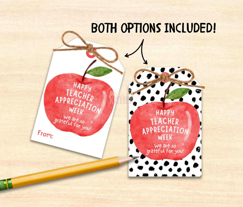 Teacher Appreciation Tag // Teacher Gift Tag // Apple Teacher Gift ...