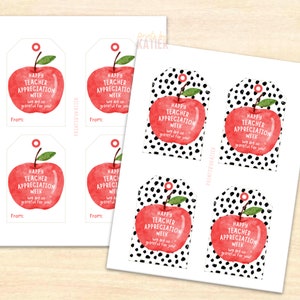 Teacher Appreciation Tag // Teacher Gift Tag // Apple Teacher Gift ...