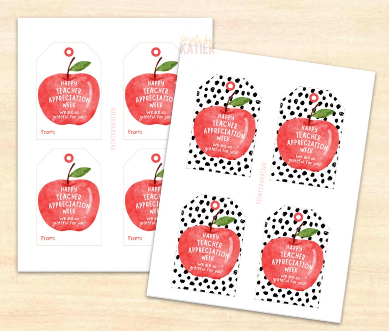 Teacher Appreciation Tag // Teacher Gift Tag // Apple Teacher Gift ...