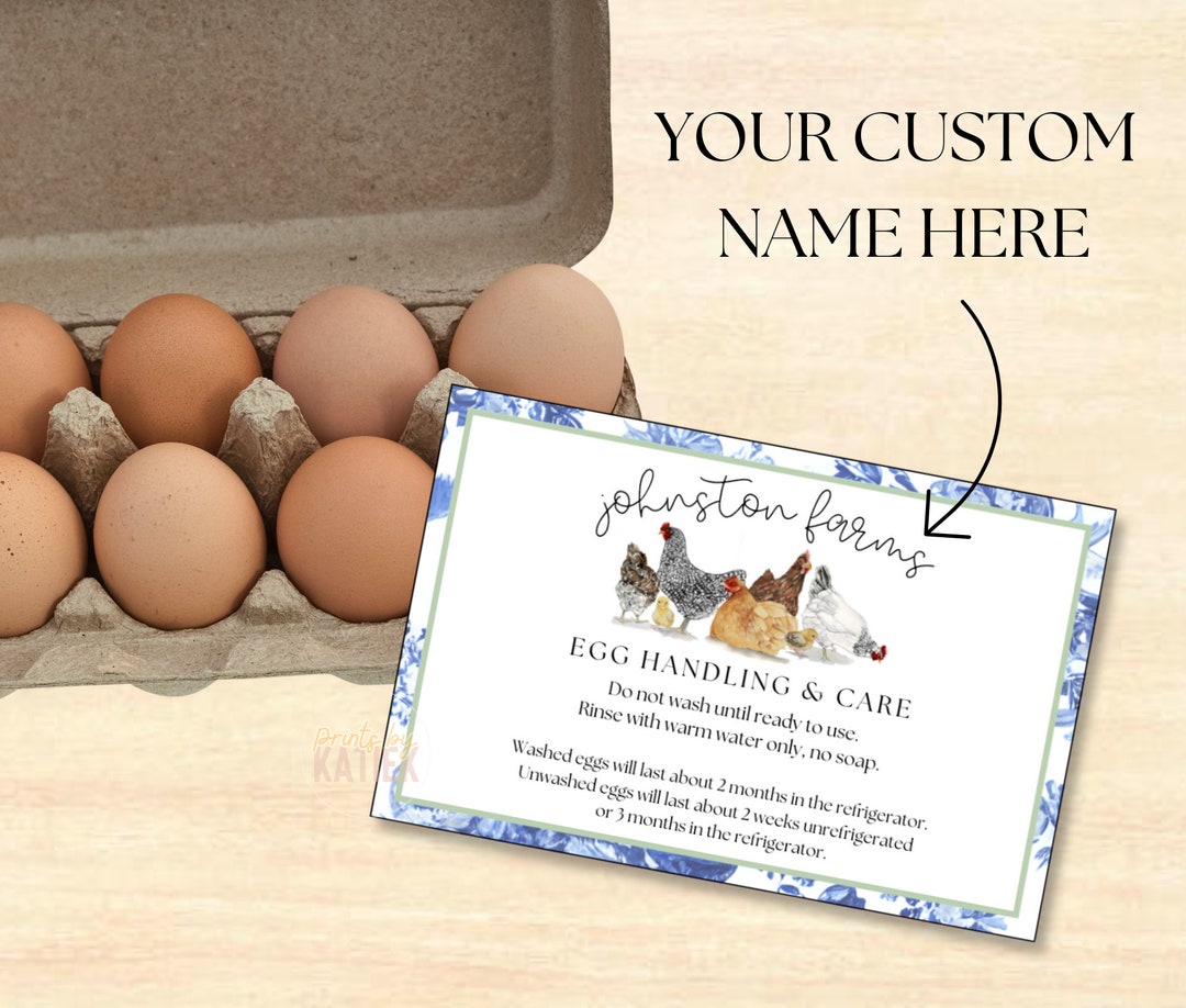 CUSTOM Egg Care Card // Custom Printable Egg Card // Egg Instruction ...