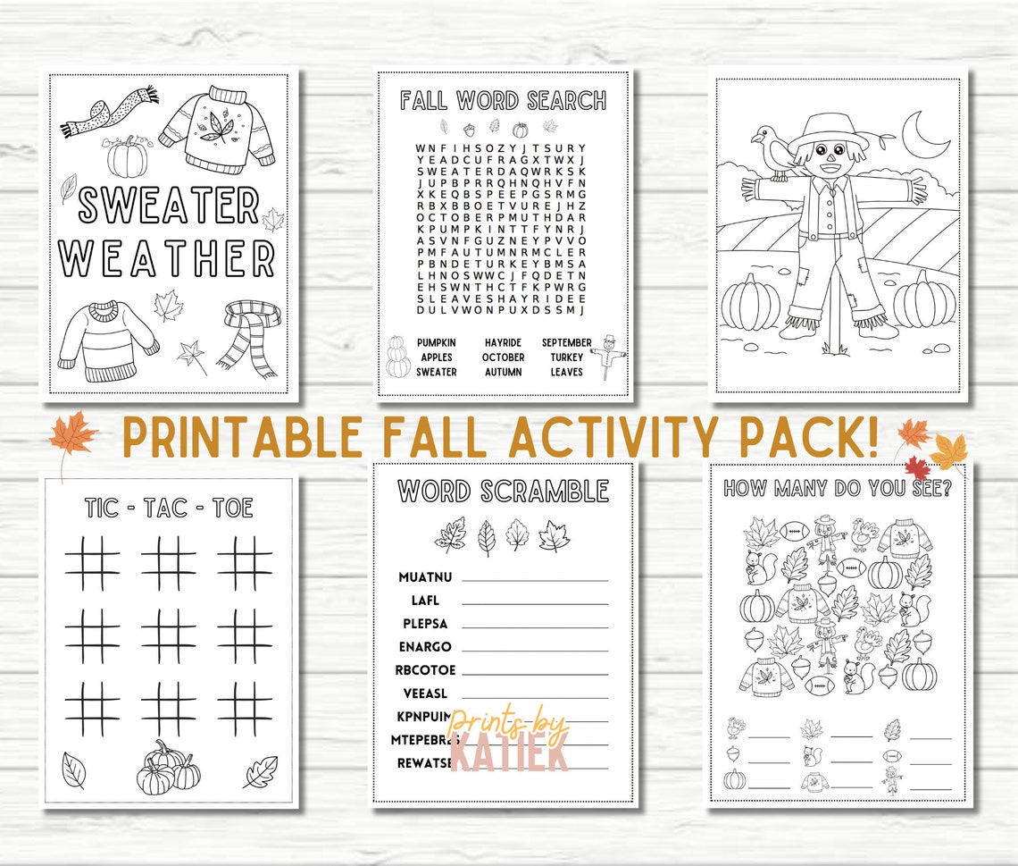 Fall Activity Printable | Fall Coloring Pages | Fall Activity Bundle ...