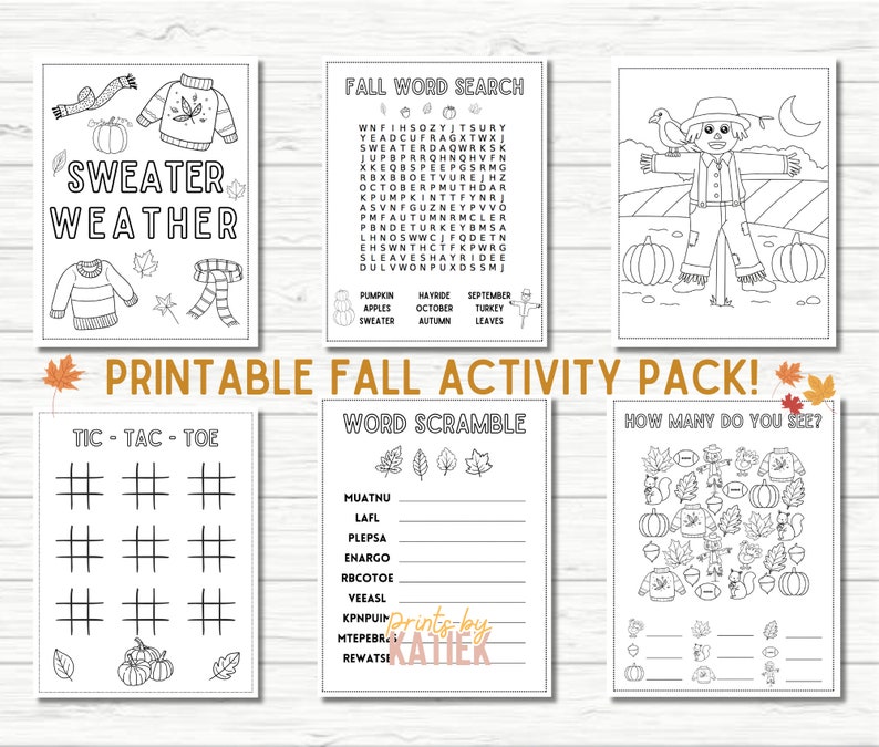 Fall Activity Printable | Fall Coloring Pages | Fall Activity Bundle ...