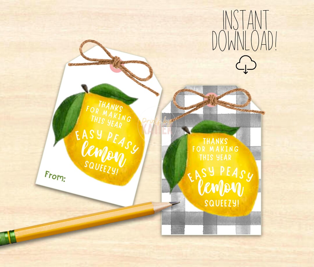 Teacher Appreciation Tag // Teacher Gift Tag // Lemon Teacher Gift ...
