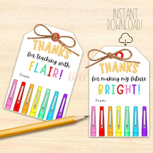 Flair Pen Teacher Gift // Flair Pen Teacher Gift Tag // End of Year ...