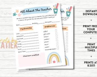Teacher Favorites // Teacher Questionnaire // Teacher Survey // Teacher ...