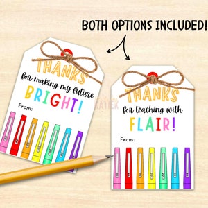 Flair Pen Teacher Gift // Flair Pen Teacher Gift Tag // End of Year ...