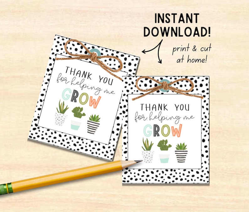 Plant Teacher Gift // Teacher Appreciation Gift Tag // Teacher Gift Tag ...