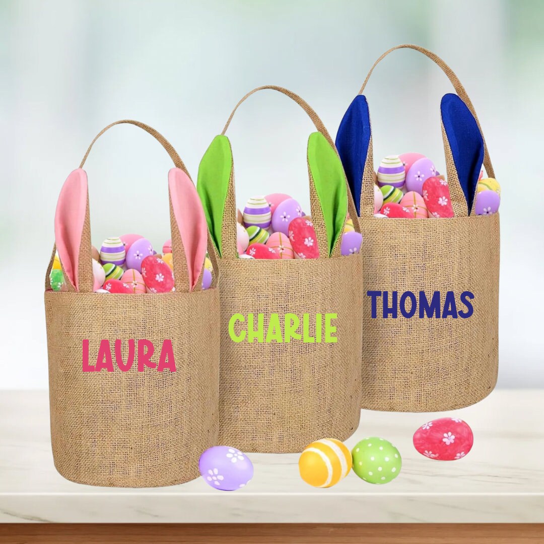 Personalized Bunny Ear Easter Baskets, Personalized Easter Baskets, Mongrammed Easter Baskets ...