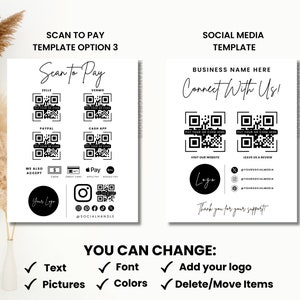 Editable QR Code Sign Template | Small Business Bundle (instant ...
