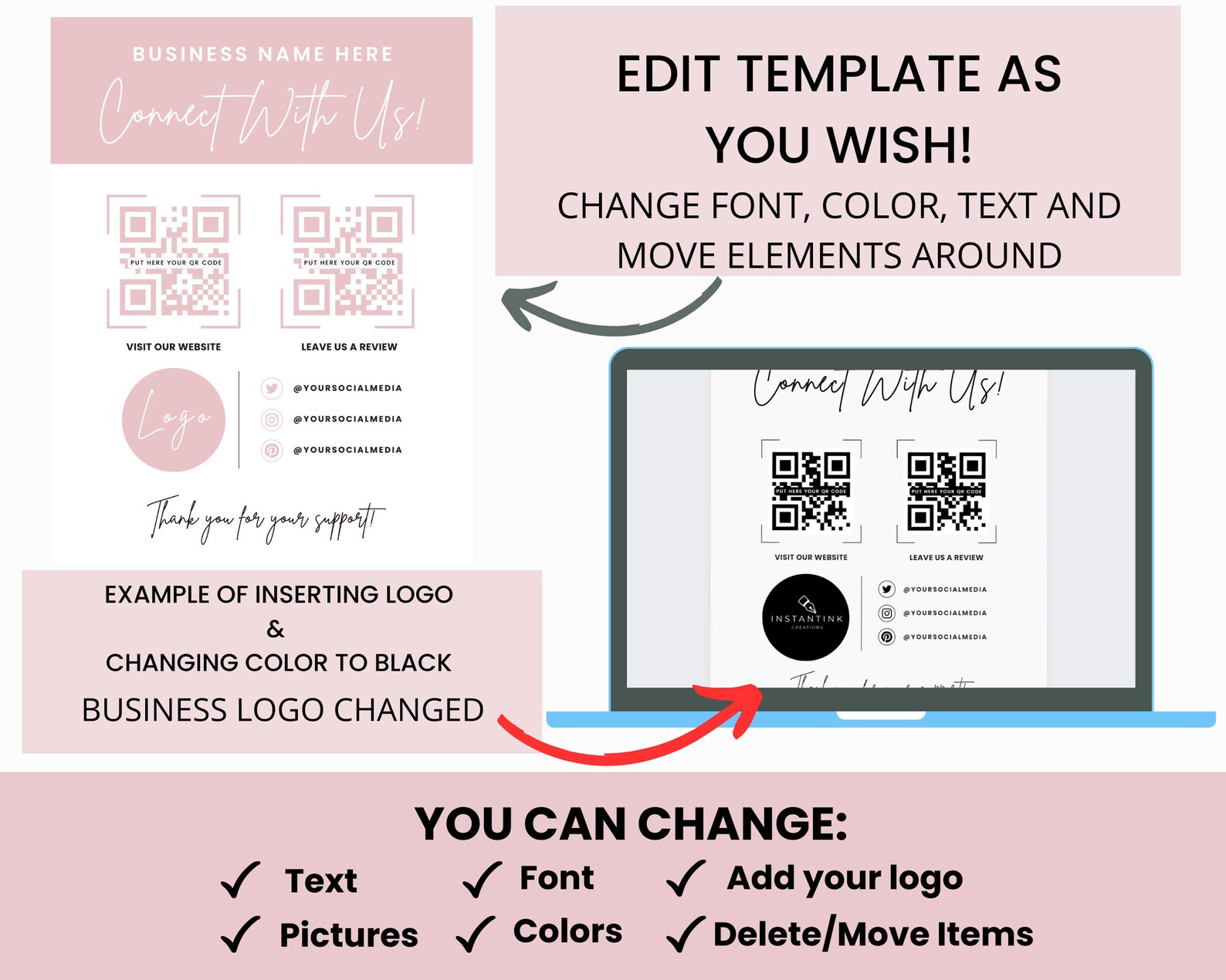 Editable Scan to Pay Card, Editable Canva Template, QR Code Sign ...