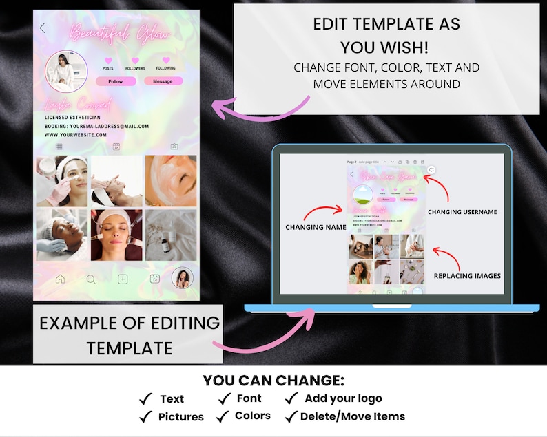 Esthetician Business Card Template DIY Editable Template QR Code Template Esthetician Business ...