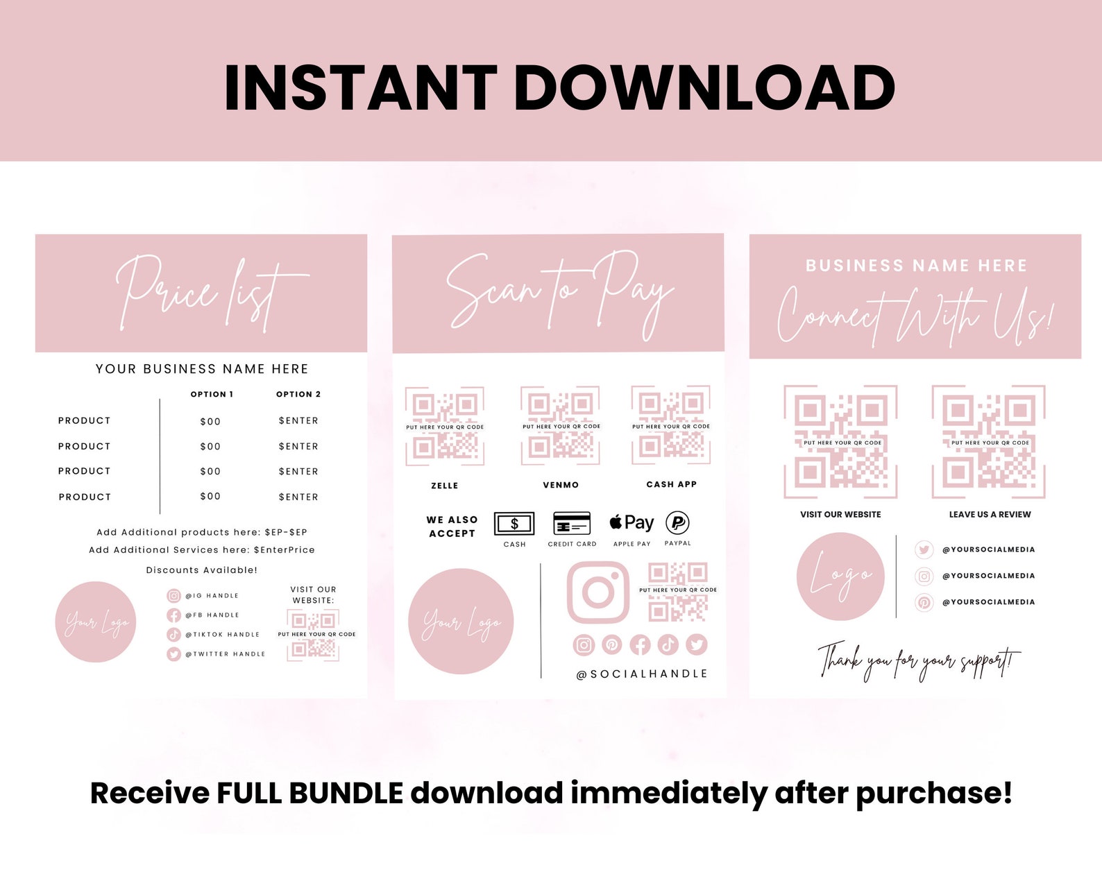 Editable Scan to Pay Card, Editable Canva Template, QR Code Sign ...