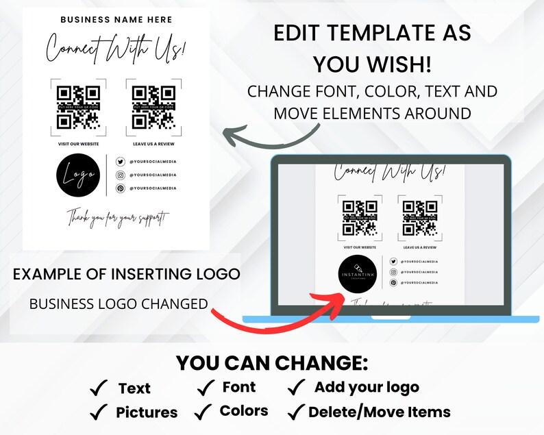 Editable Scan to Pay Sign QR Code Sign for Small Business QR Codes Sign ...