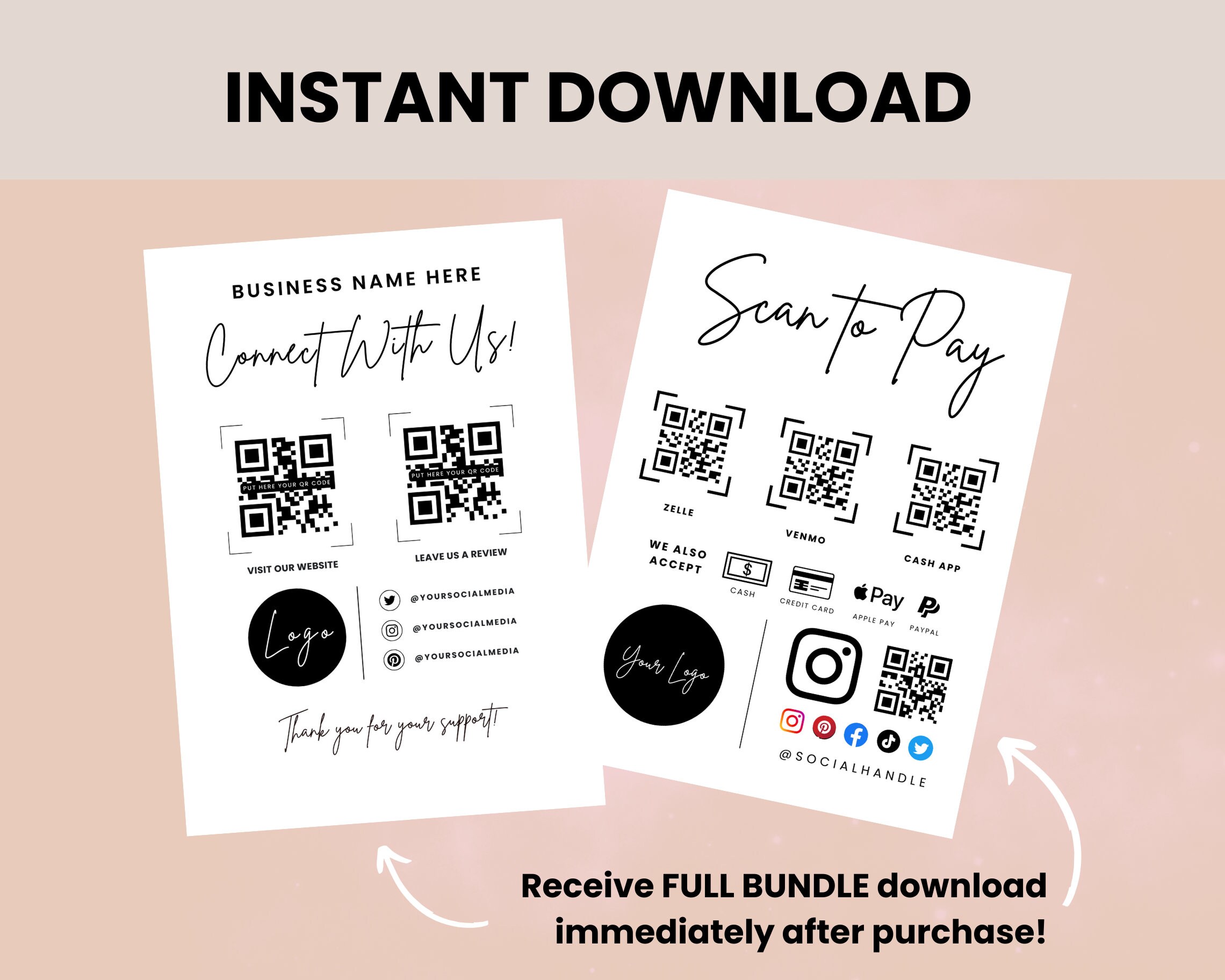 Scan to Pay Template: Small Business QR Code Sign (digital Download) - Etsy