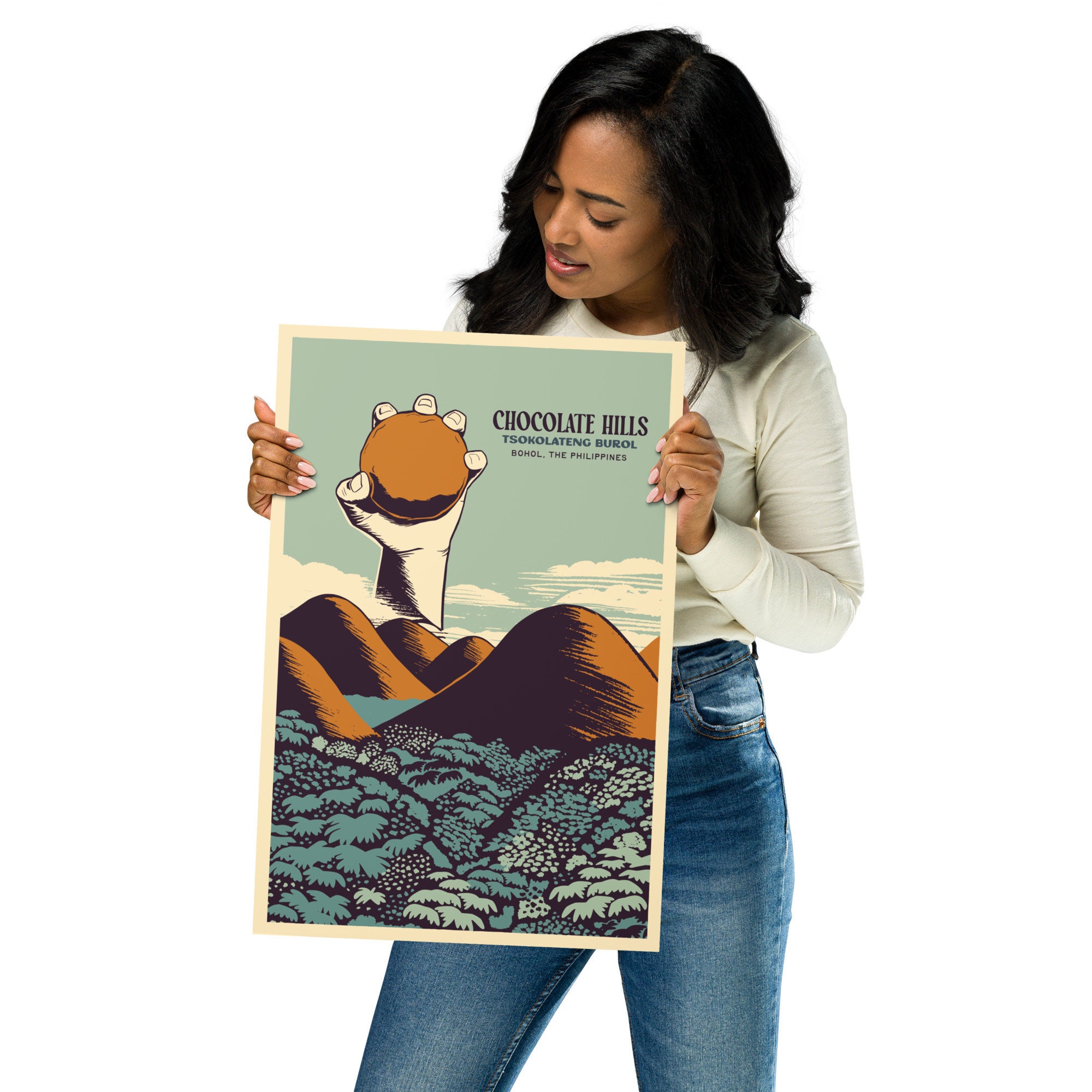 Retro Philippines Chocolate Hills Art Print Bohol Philippines Travel ...