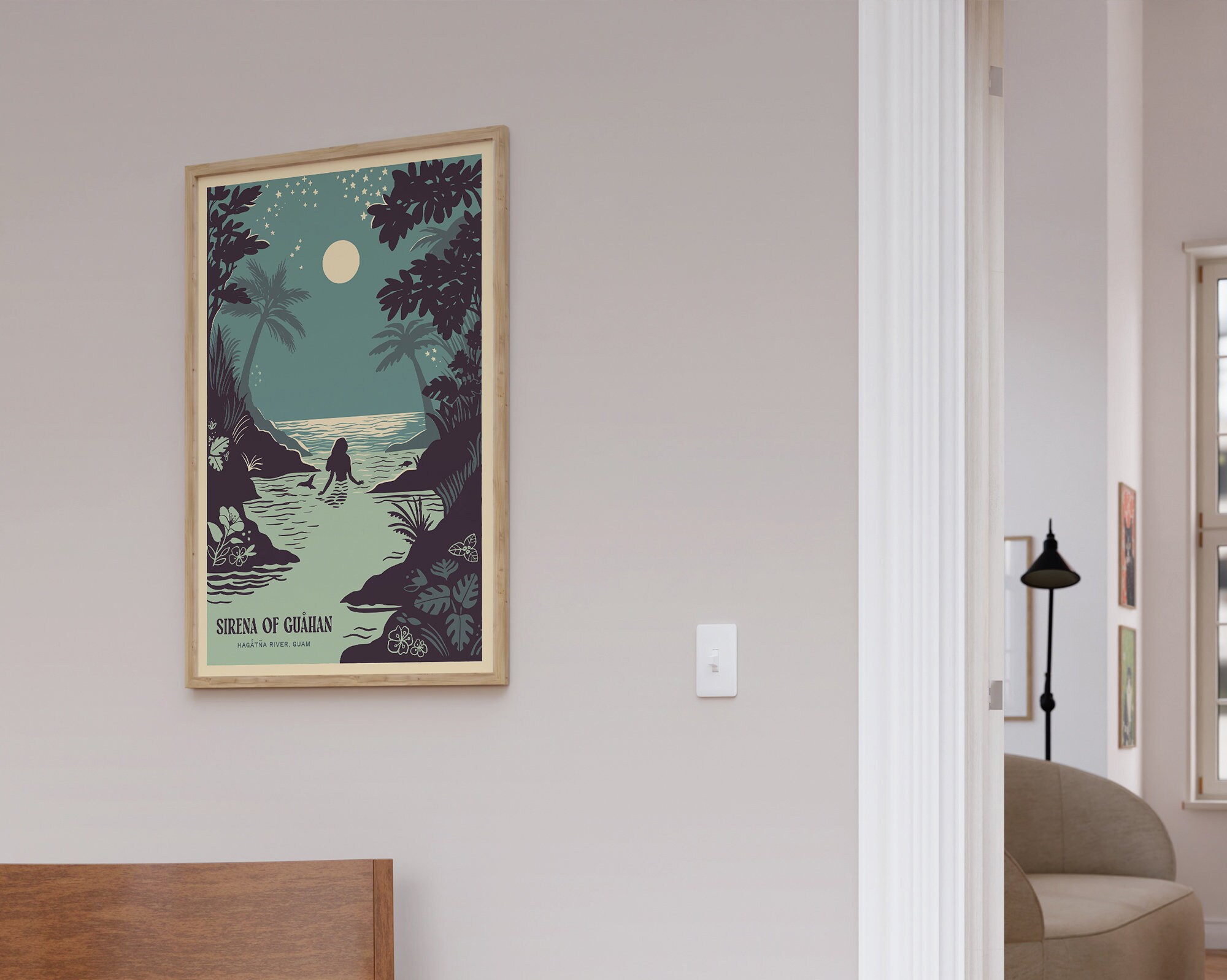 Retro Guam Sirena Art Print, Pacific Island Legends, Sirena of Guam ...