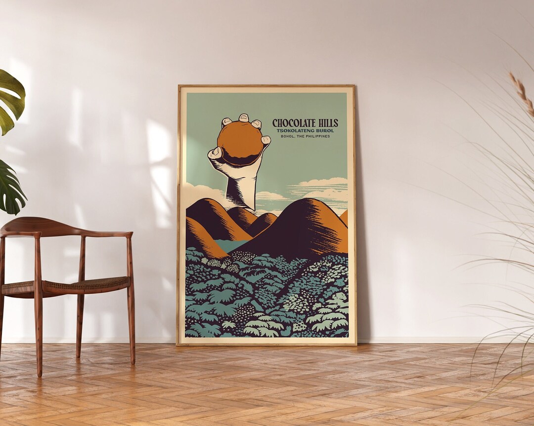 Retro Philippines Chocolate Hills Art Print - Bohol Philippines Travel ...