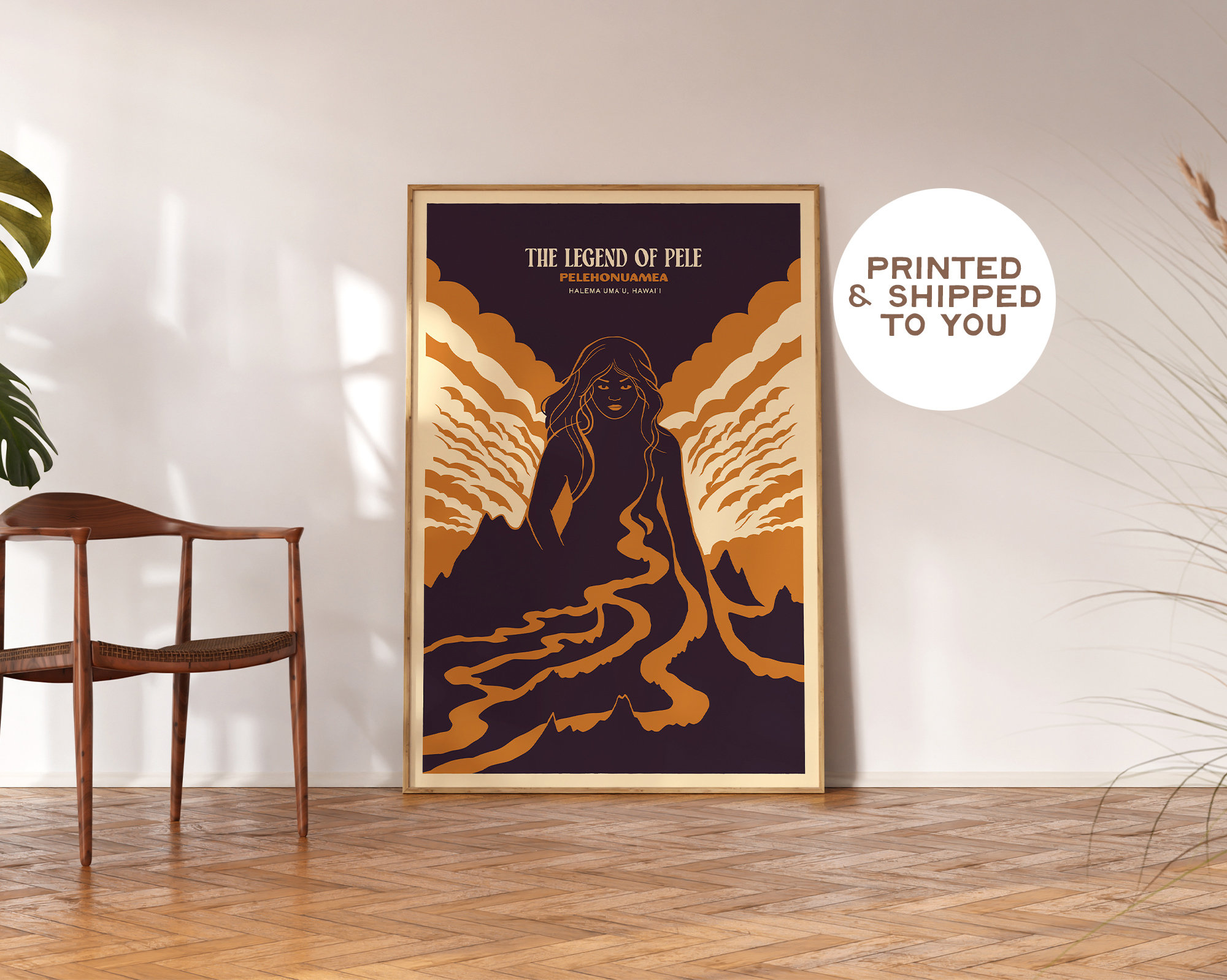 Retro Pele Volcano Wall Art Curse of Pele Hawaii Travel Poster Pacific ...