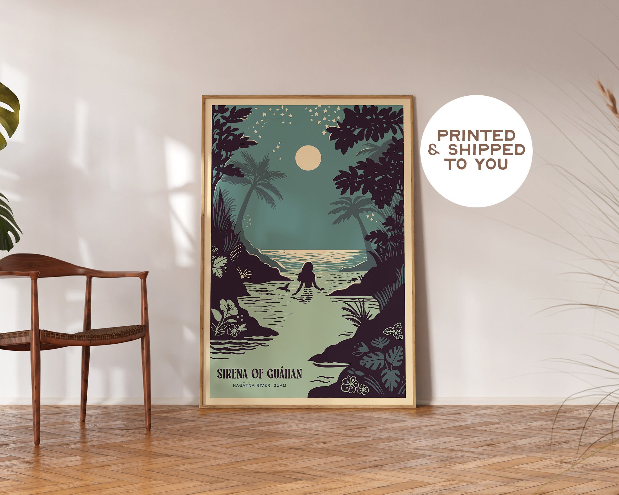 Retro Guam Sirena Art Print, Pacific Island Legends, Sirena of Guam ...