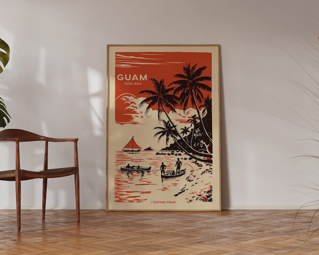 Retro Guam Print - I Taotao Tåno - Hafa Adai - Guam Retro Tourism Wall ...