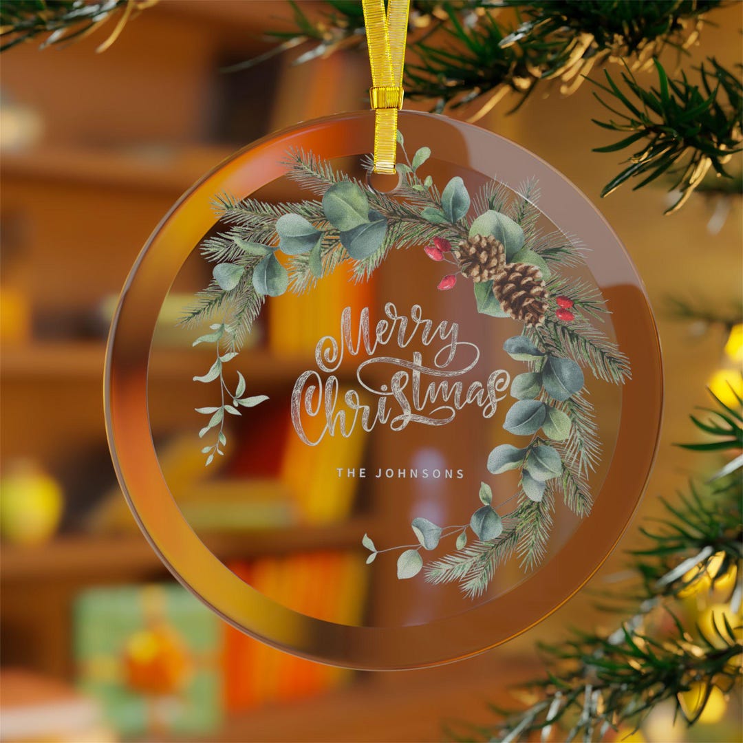 Personalized Family Name Glass Ornament | Custom Holiday Keepsake ...
