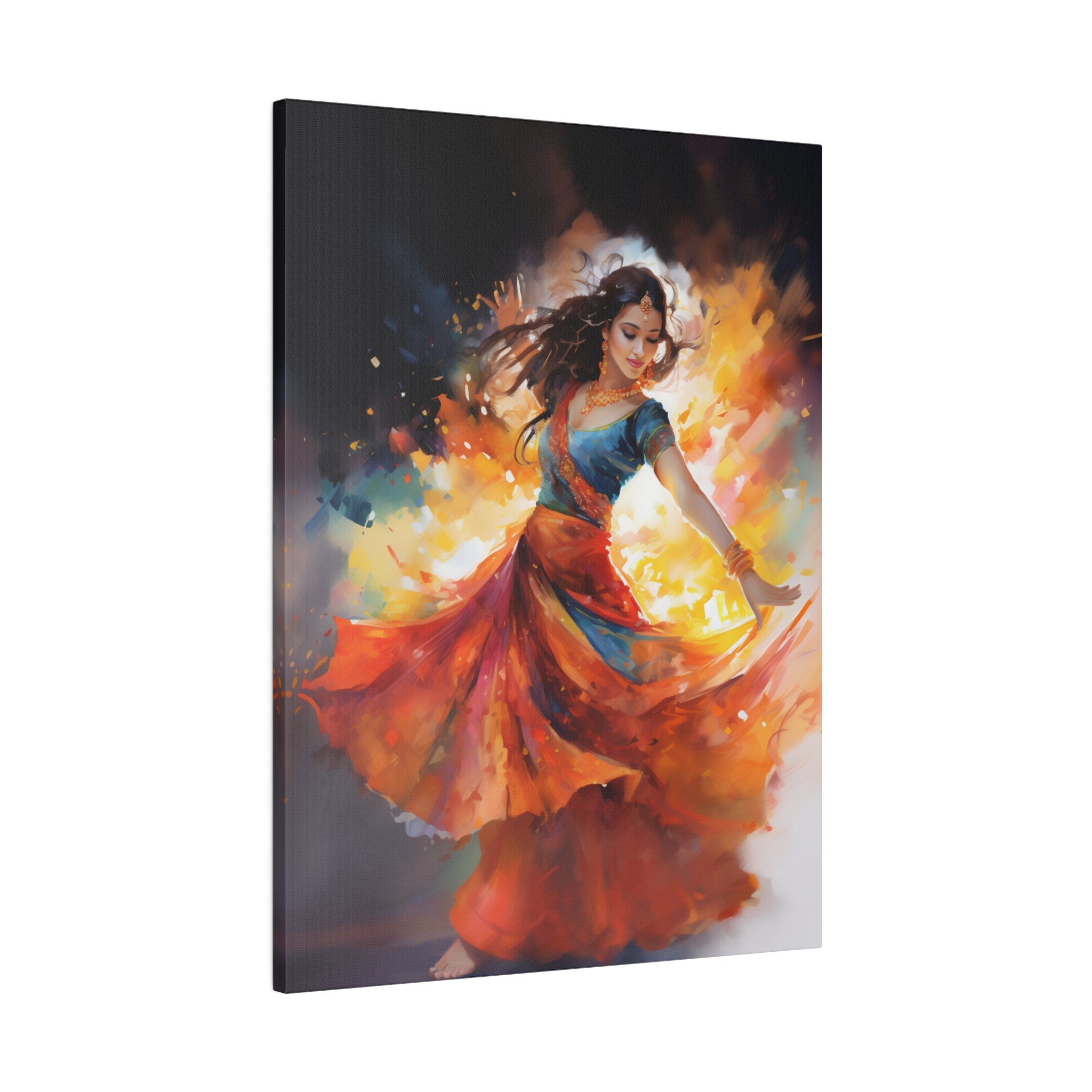 Rhythms of Grace: an Indian Dance on Canvas Indian Girl Dancing Her ...