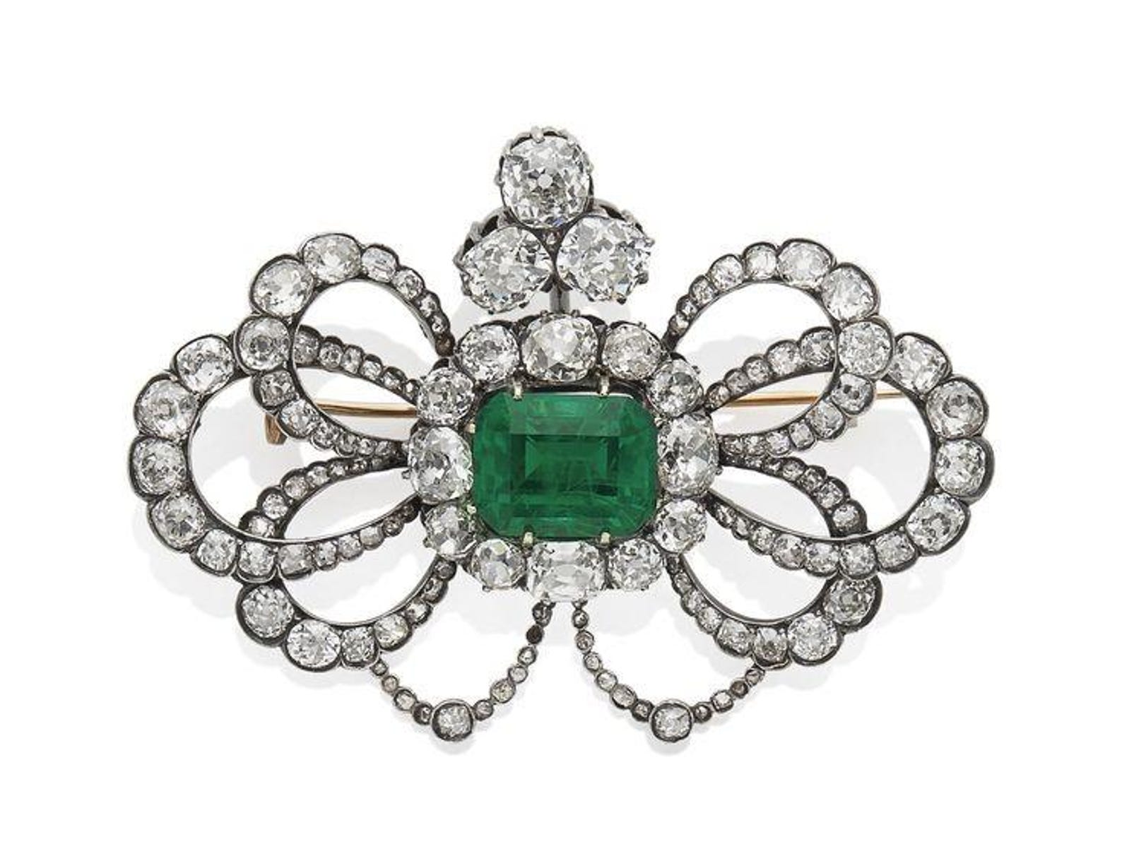 Vintage-inspired 925 Sterling Silver Lab-created Emerald Moissanite Bow ...