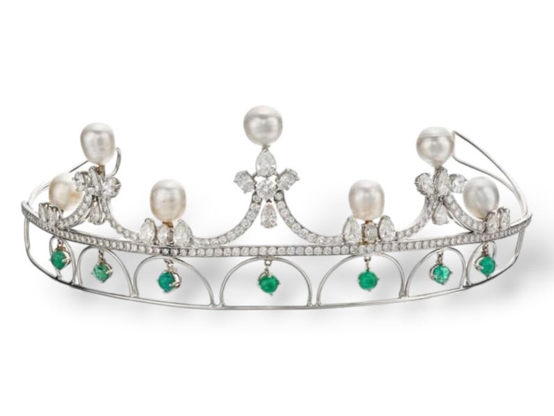 Art Deco Emerald and Moissanite Tiara for Wedding, for Bridal - Etsy