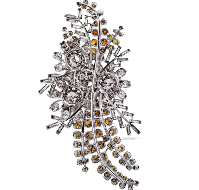 Australian Wattle Brooch, 925 Sterling Silver Replica, Moissanite ...