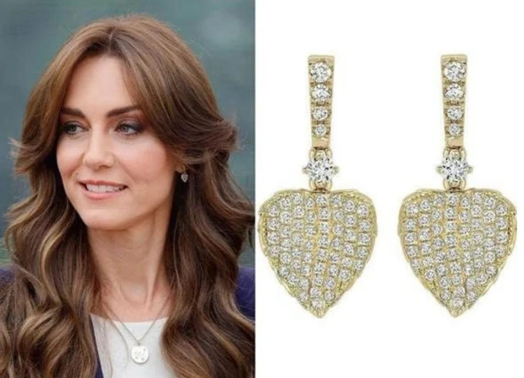 Art Deco 925 Sterling Silver Moissanite "kate Middleton" Heart Earrings ...