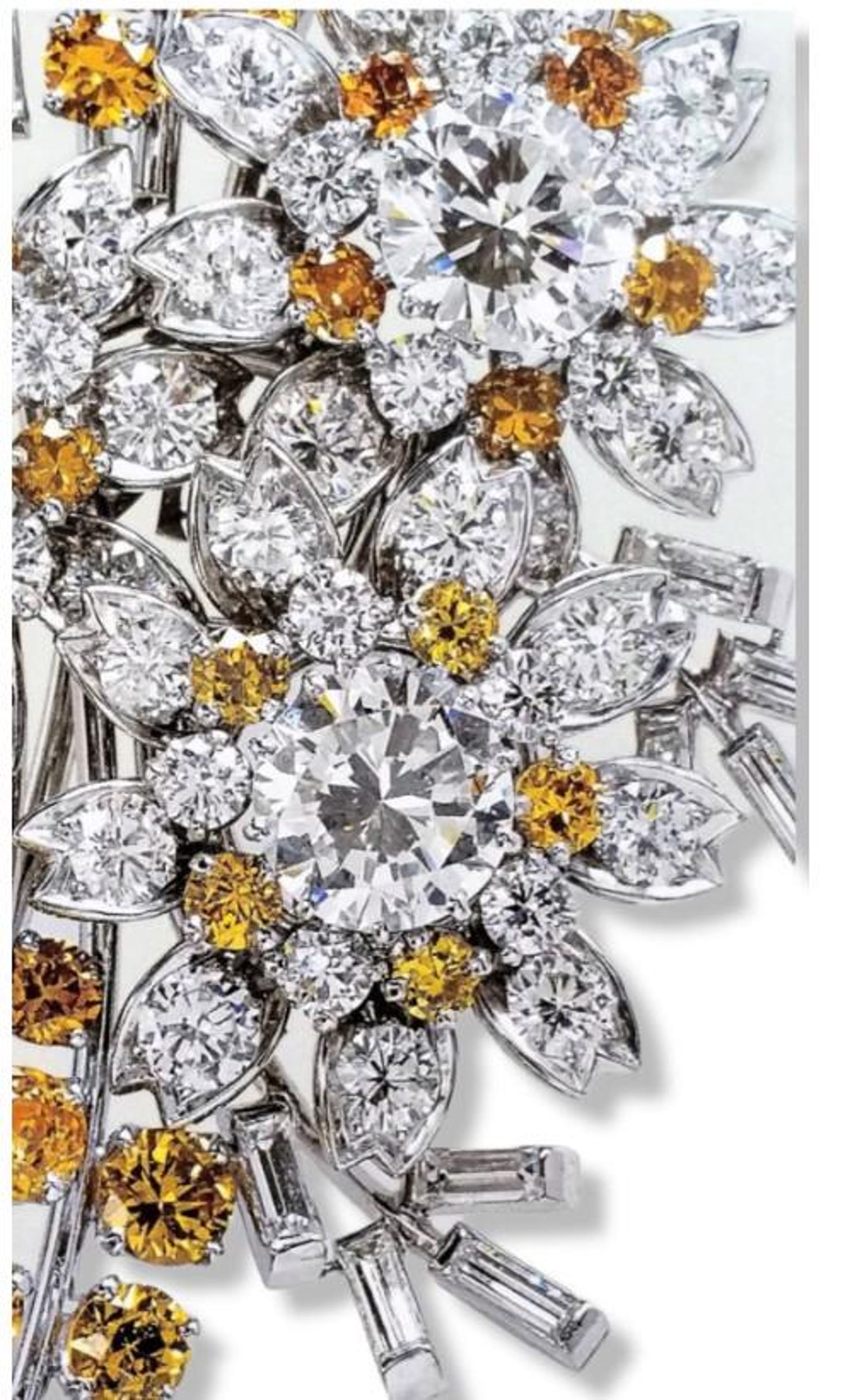 Australian Wattle Brooch, 925 Sterling Silver Replica, Moissanite ...
