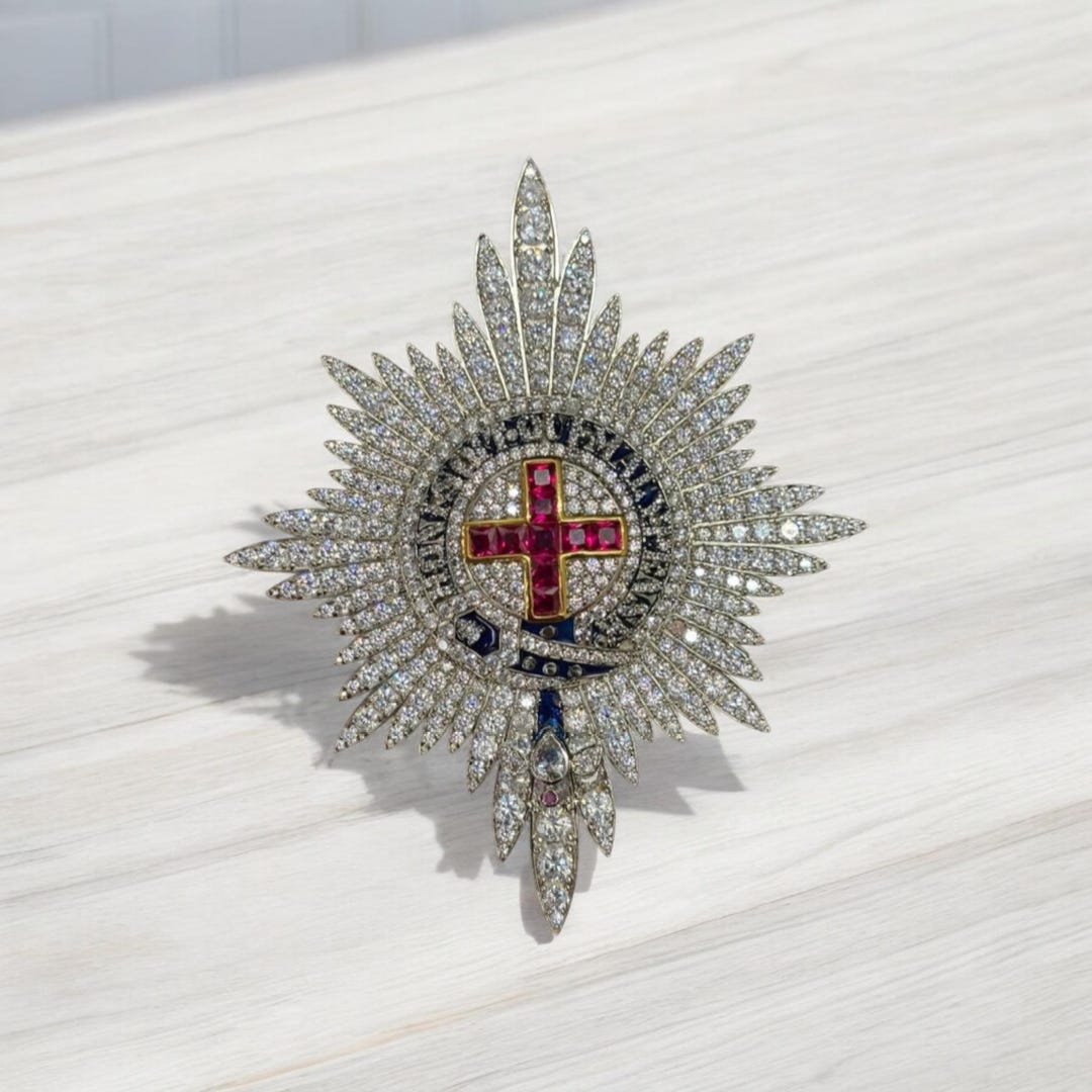 Order of the Garter Star Brooch: Sterling Silver & Moissanite Royal ...