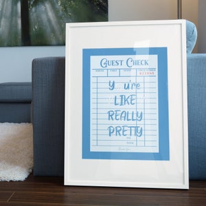 Blue Wall Art Print Guest Check Poster Cute Apartment Decor - Etsy