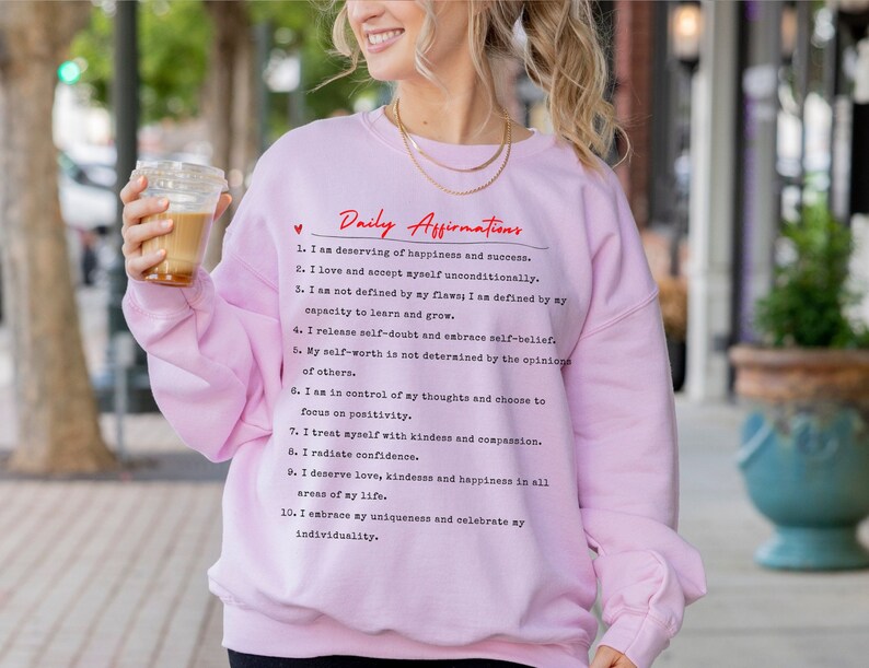 Daily Affirmations, Self-love Reminder, Healthy Affirmations Sweater ...