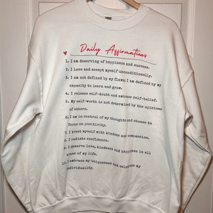 Daily Affirmations, Self-love Reminder, Healthy Affirmations Sweater ...