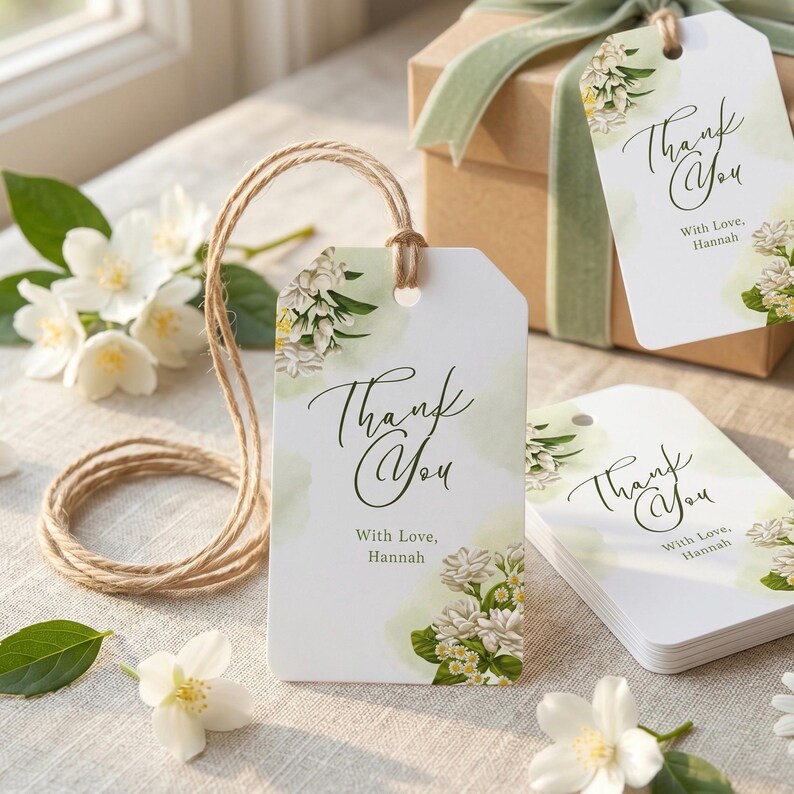 Floral Birthday Thank You Tags Editable Kids Party Favor Gift Tags (2x3 ...