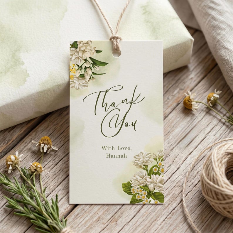 Floral Birthday Thank You Tags Editable Kids Party Favor Gift Tags (2x3 ...