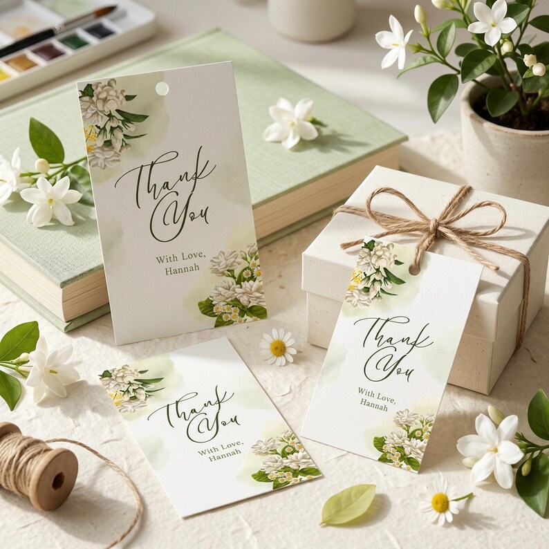 Floral Birthday Thank You Tags Editable Kids Party Favor Gift Tags (2x3 ...