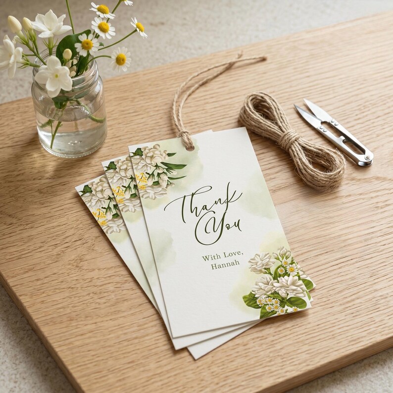 Floral Birthday Thank You Tags Editable Kids Party Favor Gift Tags (2x3 ...